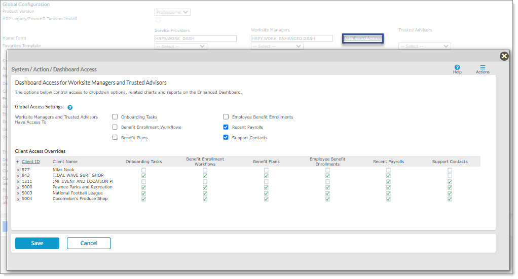 Controlling Dashboard Views