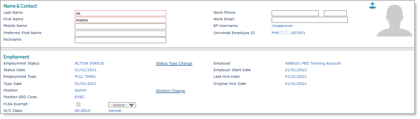 Defining Employee Name and Contact Information