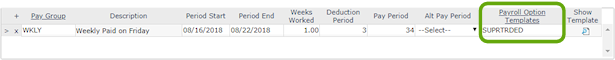Applying Payroll Option Template in Payroll Control