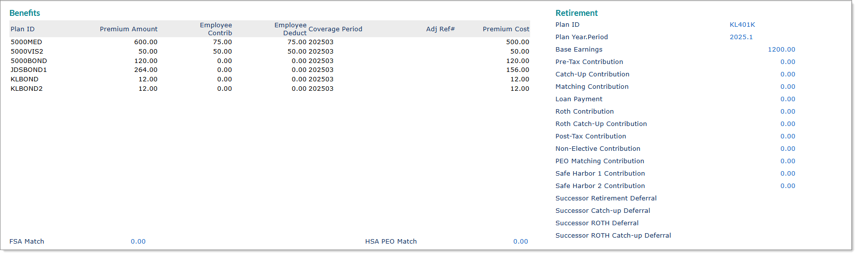 Reviewing Benefits Tab Details