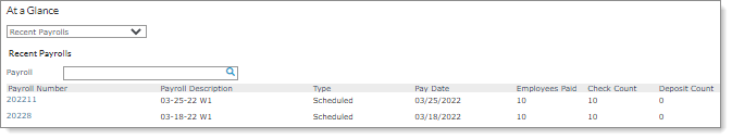 Viewing Recent Payrolls