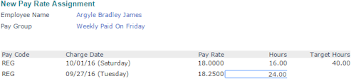 Assigning Hours to New Pay Rate